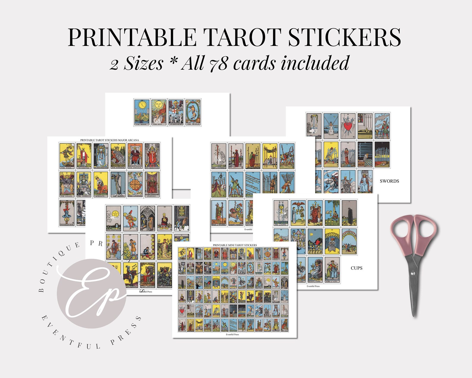 Printable Tarot Card Stickers 2 Sizes Included Great for - Etsy