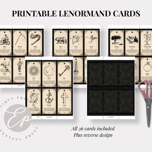 Printable Lenormand Cards With Key Words | Lenormand Deck, Lenormand ...