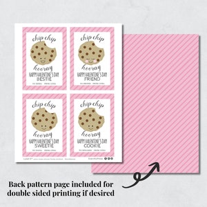 Pink Chocolate Chip Cookie Printable Valentines INSTANT DOWNLOAD Chip ...
