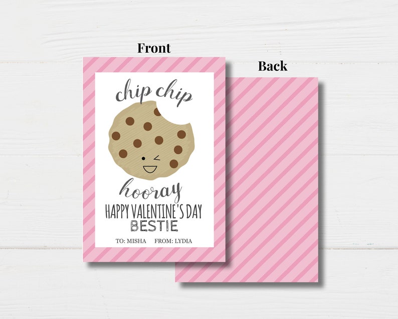 Pink Chocolate Chip Cookie Printable Valentines | INSTANT DOWNLOAD ...