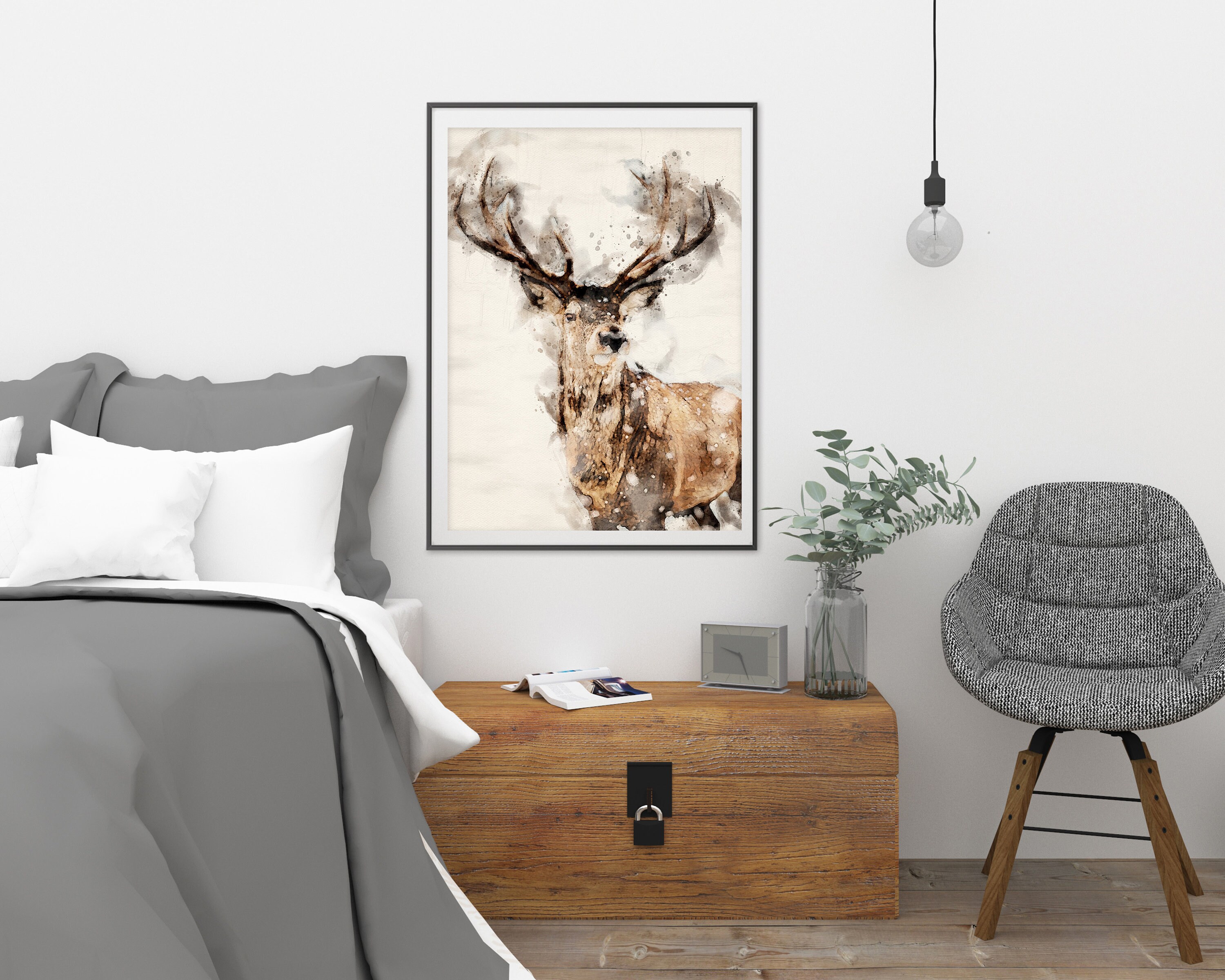 Christmas Wall Decor Reindeer Poster Print Winter Decor - Etsy