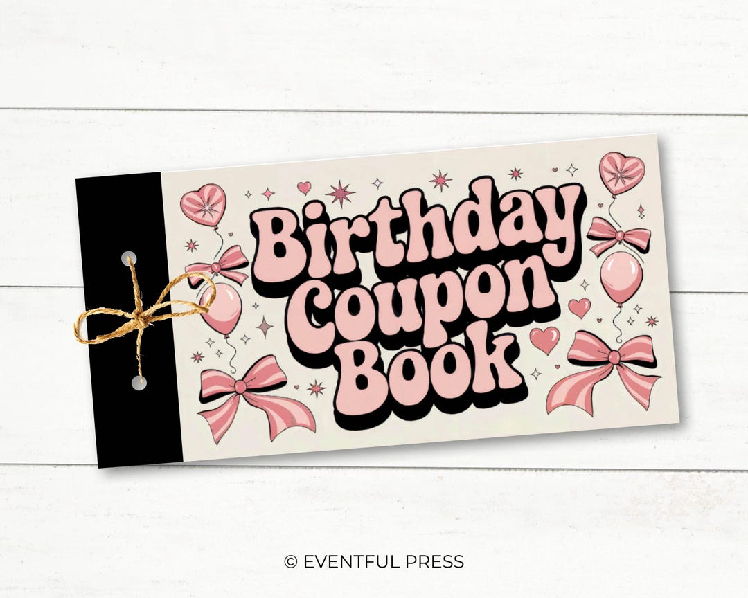 Birthday Coupon Book Printable Bday Coupons Custom Vouchers ...