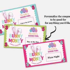 Printable Bunny Bucks Coupons, Bunny Money, Easter Vouchers ...