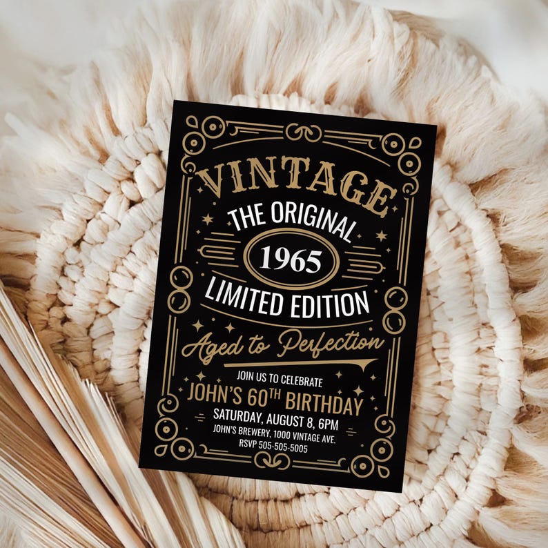60th Birthday Invitation: Vintage Whiskey Label Party (instant Download ...