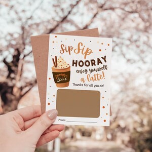Pumpkin Spice Coffee Gift Card Holder Sip Sip Hooray Thank You Gift for ...