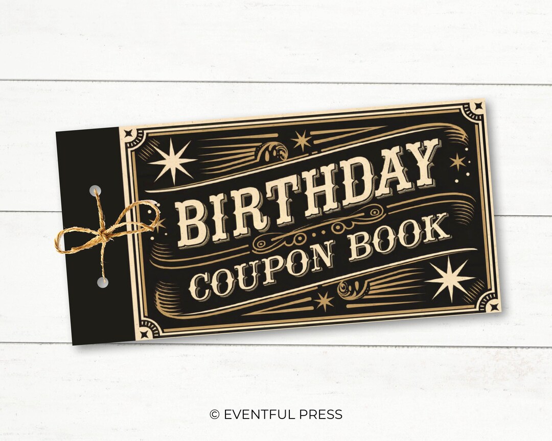 Birthday Coupon Book Printable Bday Coupons Custom Vouchers ...