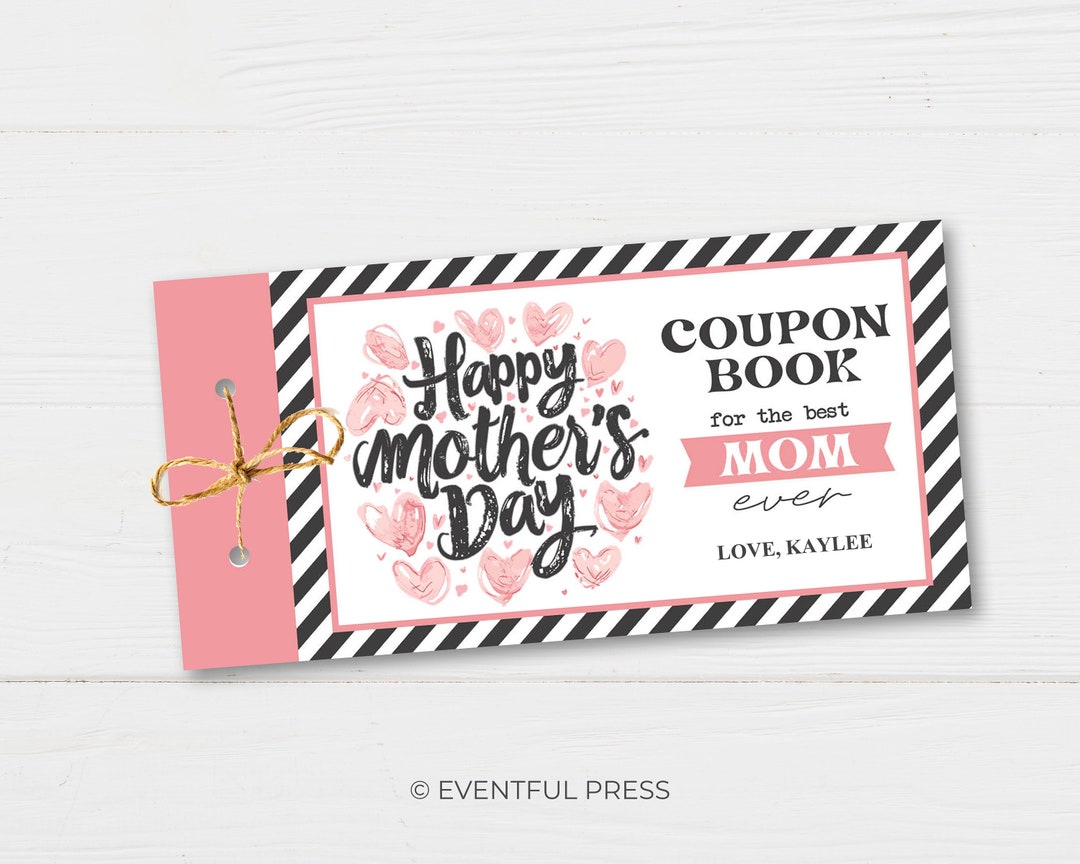 Printable Coupon Book Mother's Day Custom Vouchers Personalized Gift ...