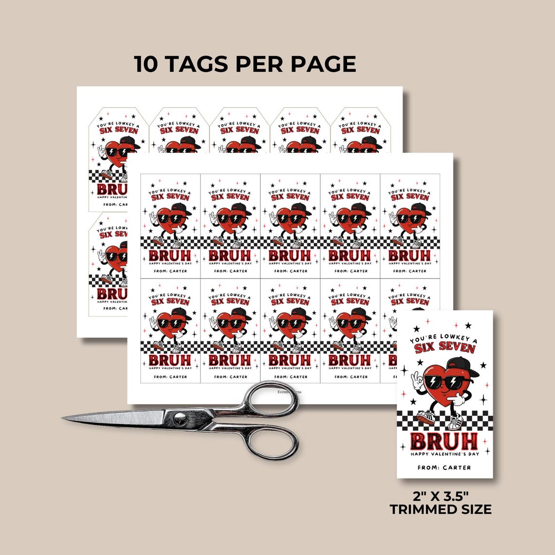 6 7 Valentine's Day Tag: Six Seven Meme Funny Valentine Cards or Treat ...