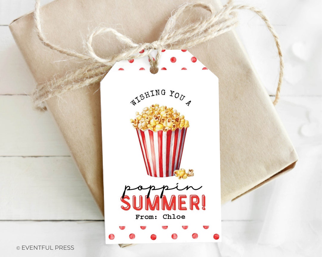 Wishing You a Poppin Summer Popcorn Printable Favor Thank You ...