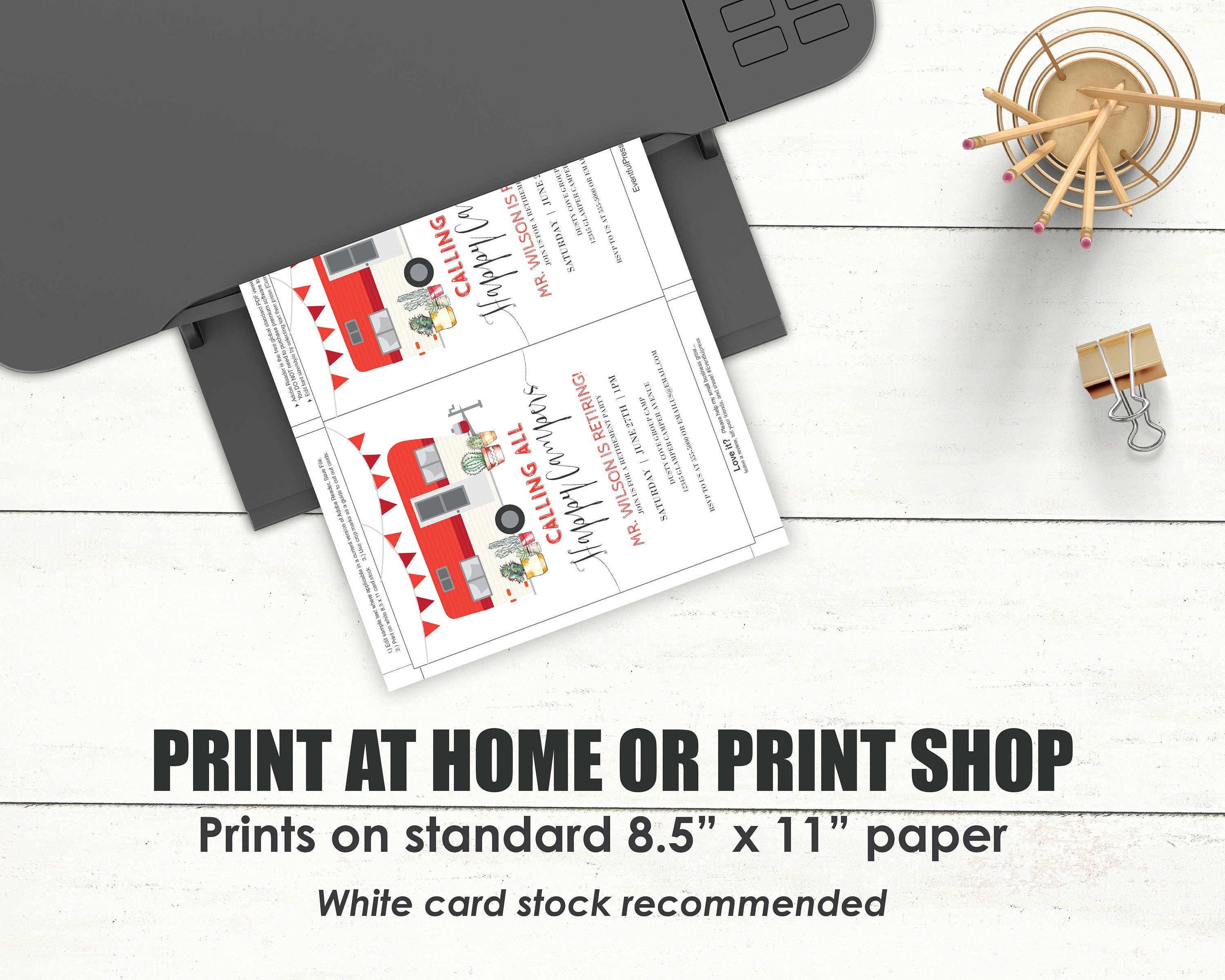 Vintage Red Camp Trailer Invitation RV Travel Trailer | Etsy