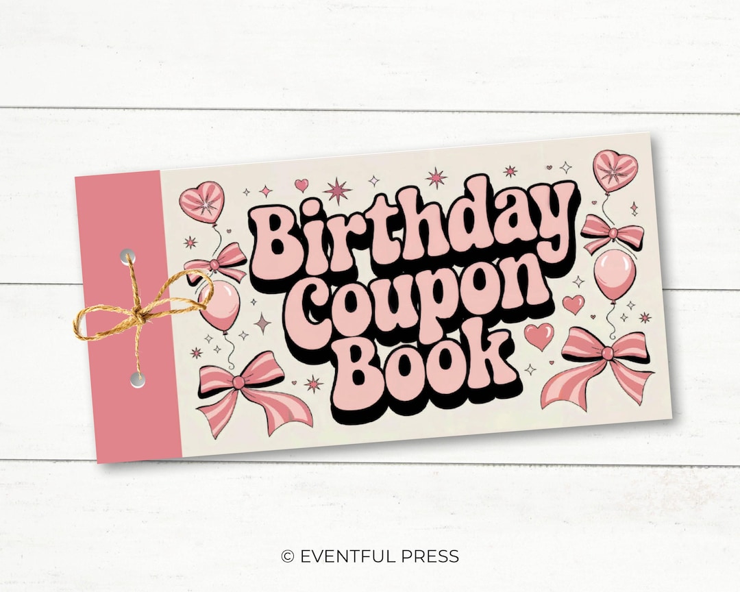 Birthday Coupon Book Printable Bday Coupons Custom Vouchers ...