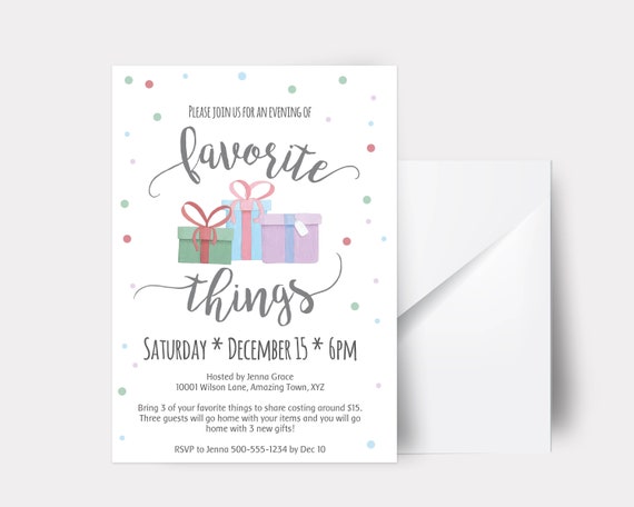 Favorite Things Birthday Party Invitation Make A Birthday Invitation