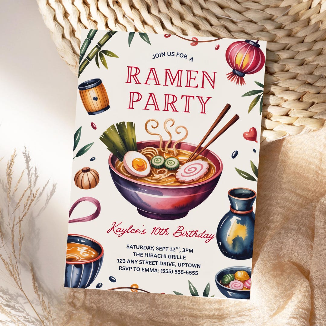 Ramen Party Invitation: Noodle Themed Birthday or Dinner Party Digital ...