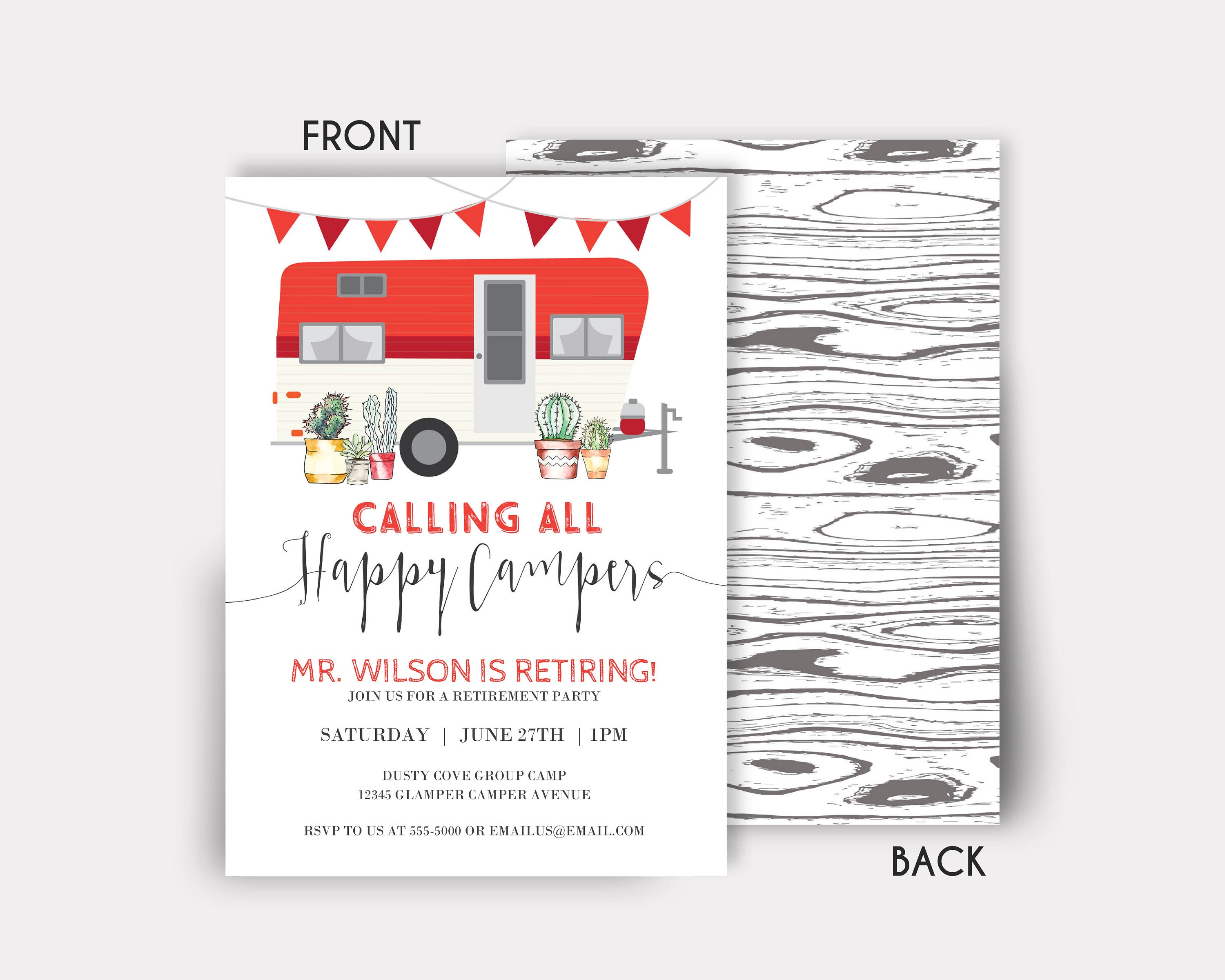 Vintage Red Camp Trailer Invitation RV Travel Trailer | Etsy