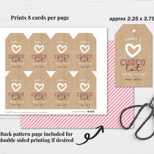 Thanks a Choco Lot Thank You Tag Printable Chocolate Appreciation Favor ...