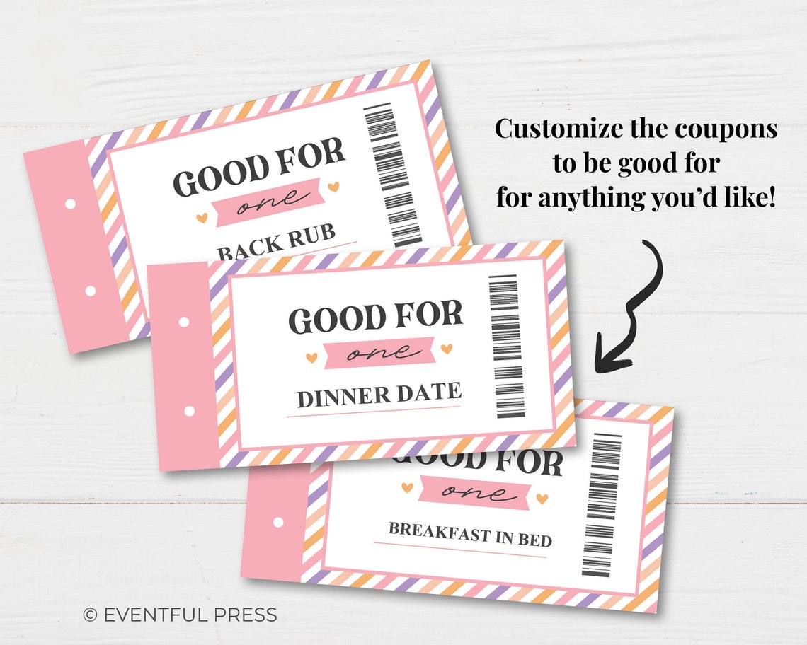 Printable Coupon Book Mother's Day Retro Multicolor Custom Vouchers ...