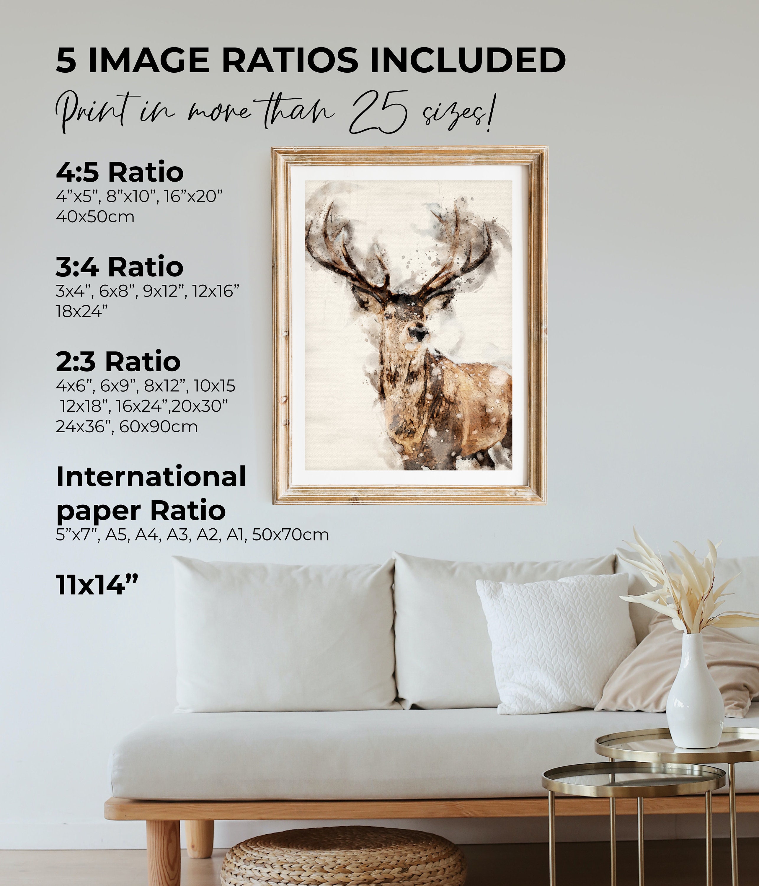 Christmas Wall Decor Reindeer Poster Print Winter Decor - Etsy