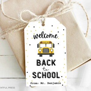 Welcome Back to School School Bus First Day Favor Tags Student Teacher ...