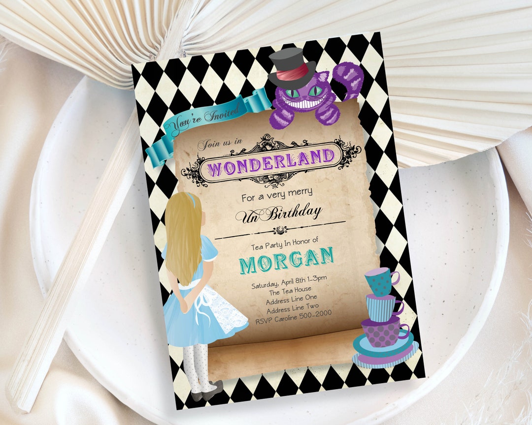 Alice in Wonderland Birthday Invitation, Onderland 1st Birthday Invite ...