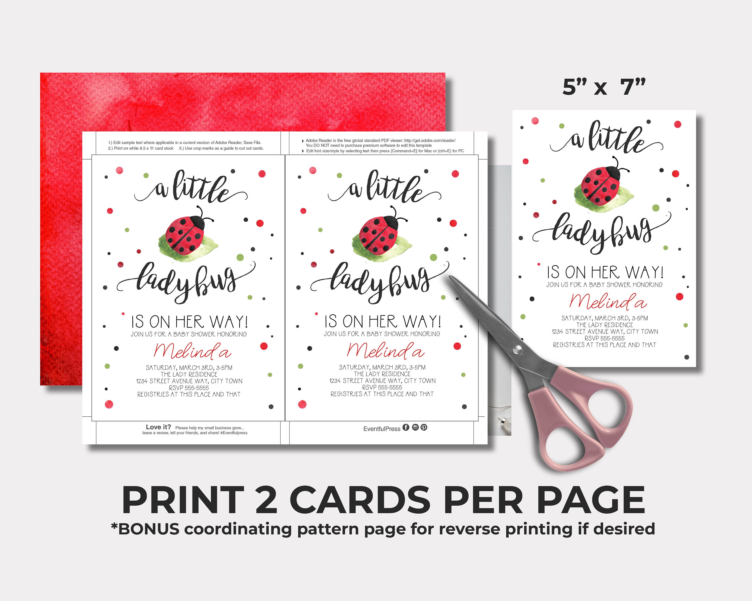 Ladybug Baby Shower Invitation Instant Download TEMPLATE - Etsy