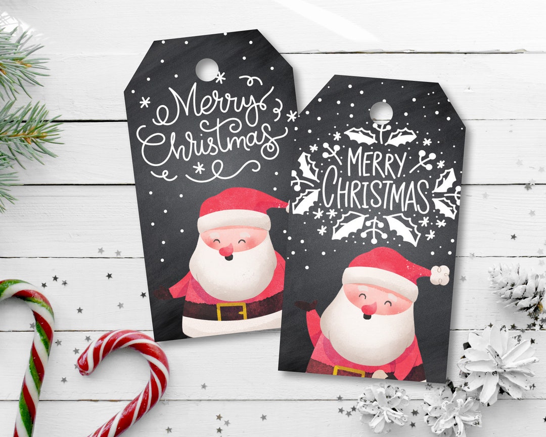 Printable Santa Christmas Gift Tags Chalkboard, Santa Claus, From Santa ...