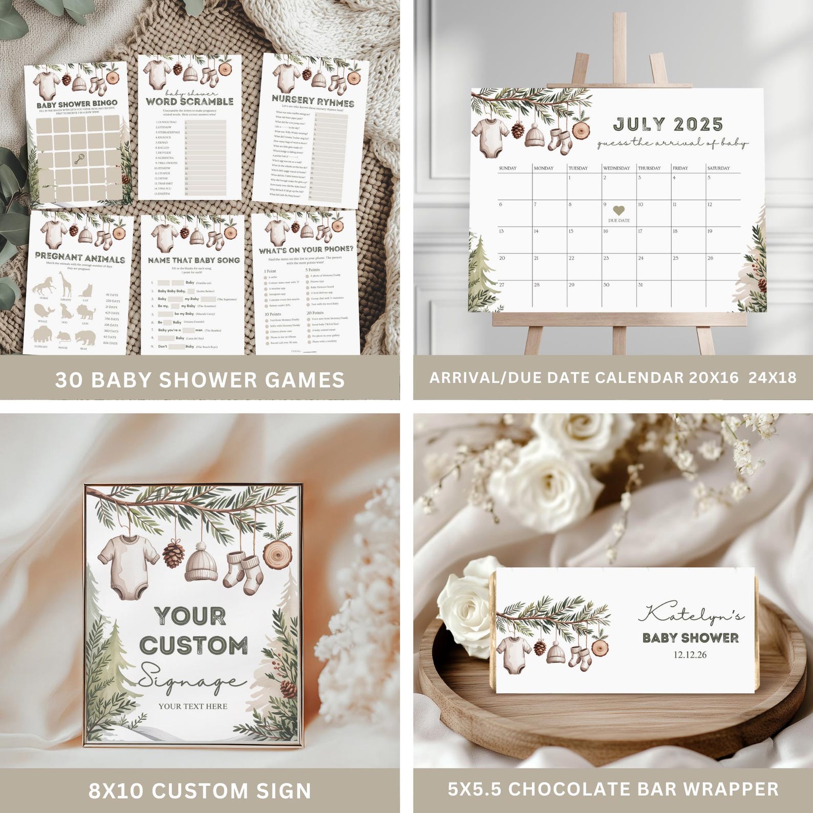 Winter Baby Shower Bundle: Cozy Evergreen Baby It's Cold Outside Party ...