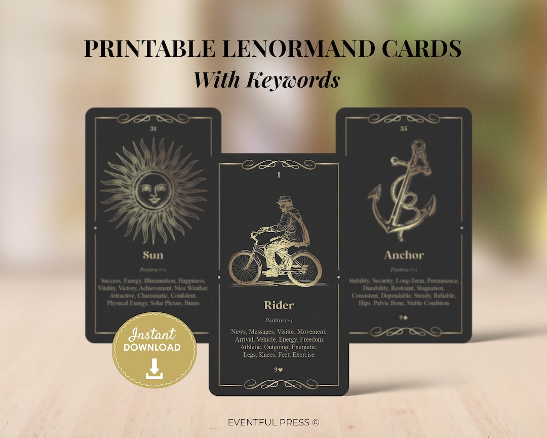 Lenormand Cards With Key Words Printable Lenormand Deck Learn - Etsy