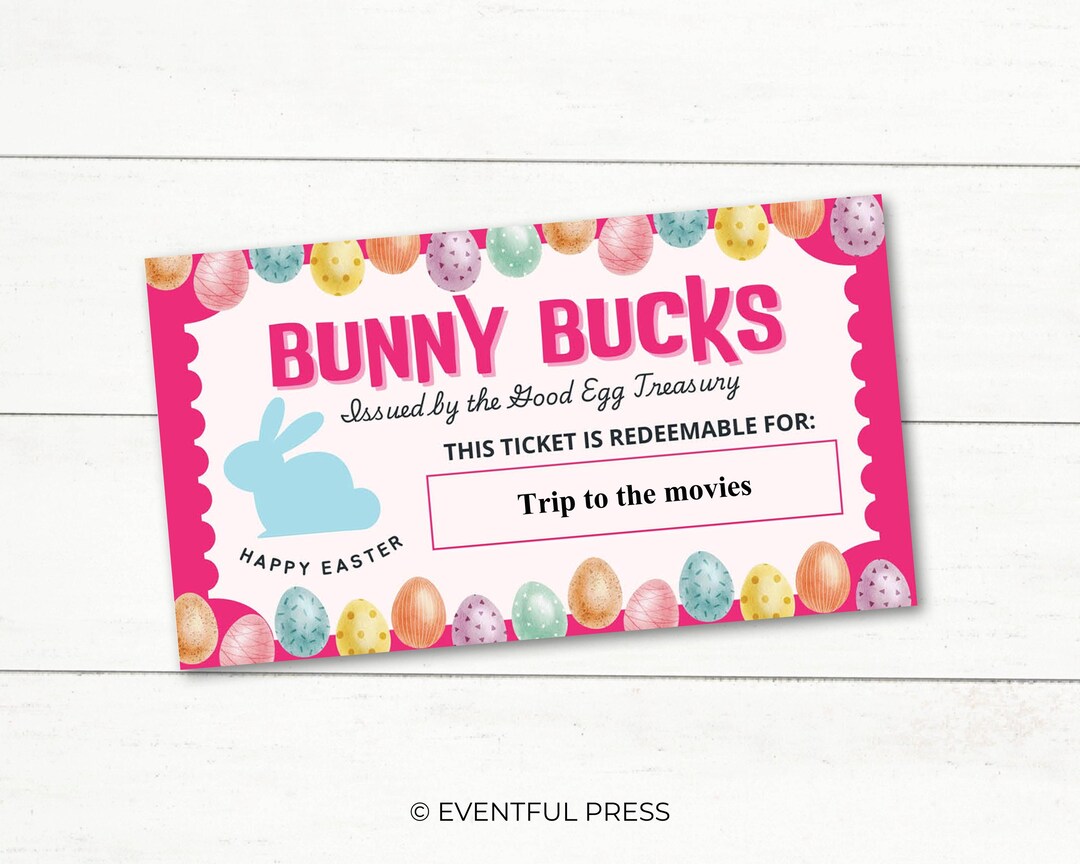 Printable Bunny Bucks Coupons, Bunny Money, Easter Vouchers ...
