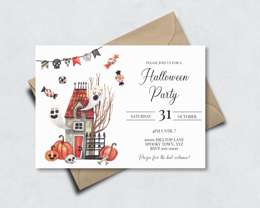 Editable Halloween House Party Invitation | Haunted House, Drive By ...