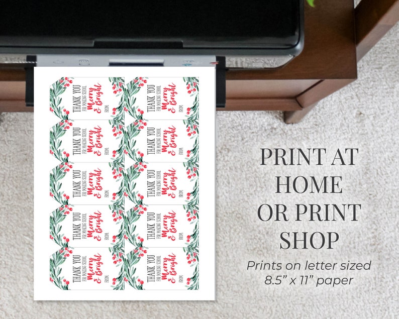 Teacher Printable Gift Tag Thank You Teacher Merry and | Etsy