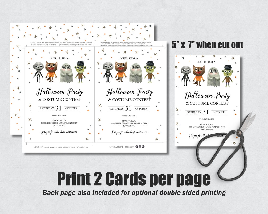 Editable Halloween Costume Party Invitation Halloween | Etsy