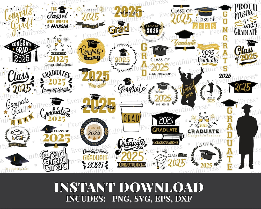 2025 Graduation PNG Sublimation Design Bundle | SVG, Dxf, Eps | Cut ...