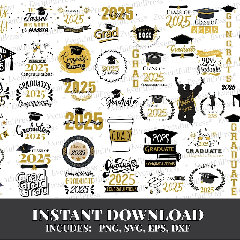 Graduation 2025 Clipart - Etsy