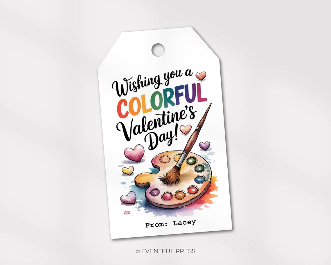 Watercolor Paint Printable Valentines Tags Art Class Painting Tags ...