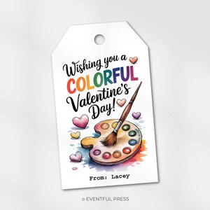 Watercolor Paint Printable Valentines Tags Art Class Painting Tags ...