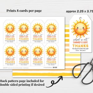 Summer Teacher Appreciation Gift Tag Template Sunshine Thank You Tag ...