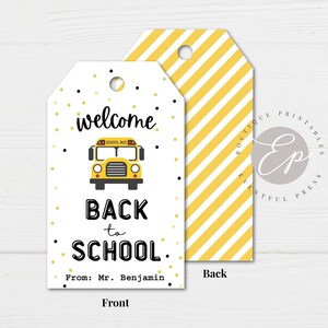 Welcome Back to School School Bus First Day Favor Tags Student Teacher ...