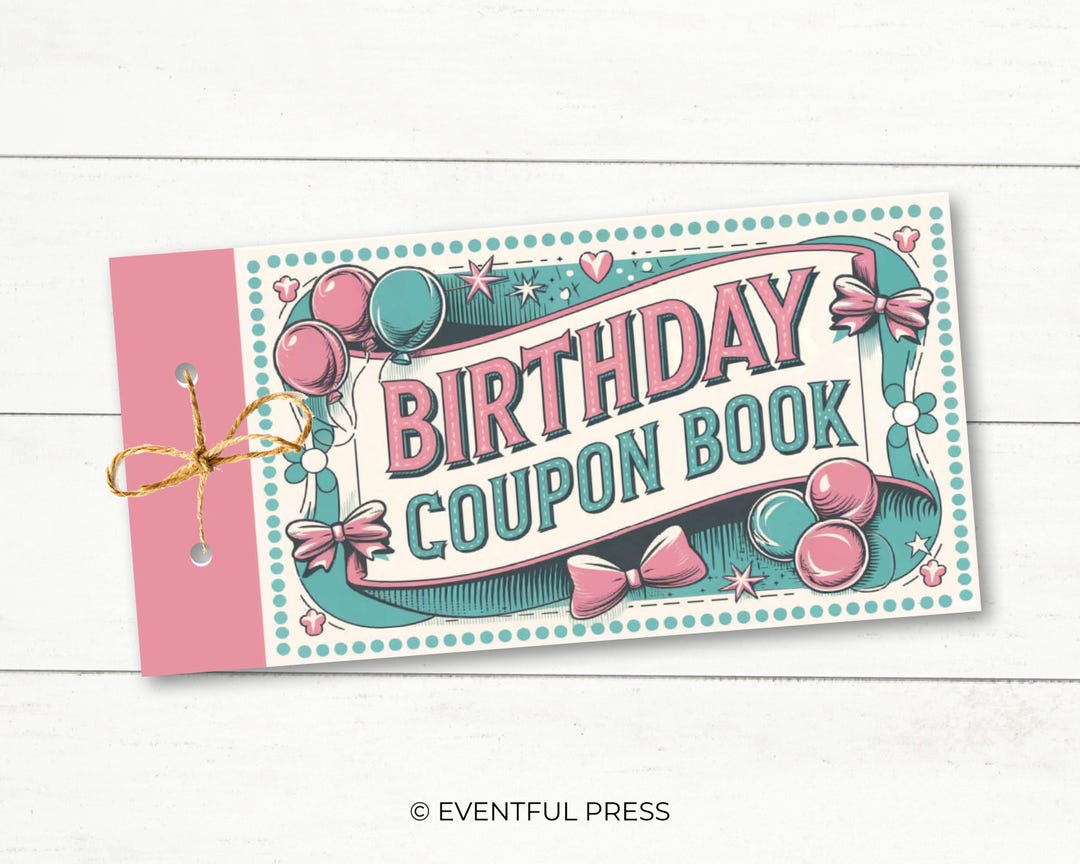 Birthday Coupon Book Printable Bday Coupons Custom Vouchers ...
