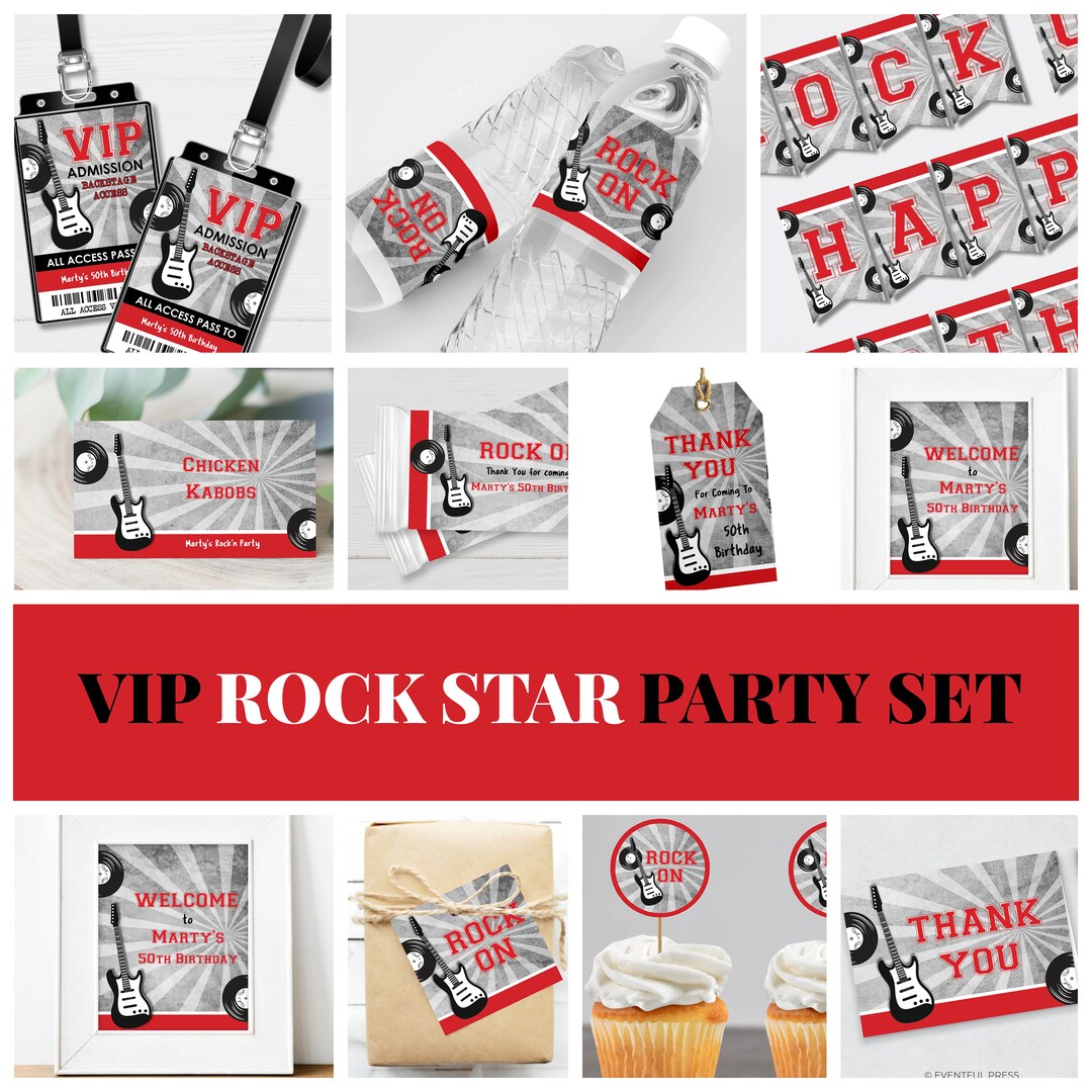 Rock Star Party Bundle: VIP Concert Decorations (PDF Downloadable ...