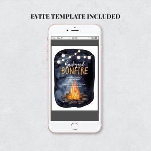 Bonfire Party Invitation Backyard Fireside Chat Invite Lanterns Edison ...