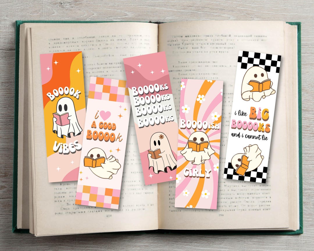 Cute Halloween Printable Bookmarks Retro Ghost Halloween Bookmarks for ...