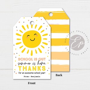 Summer Time Gift Tags School is Out Summer is Here Teacher Friend ...