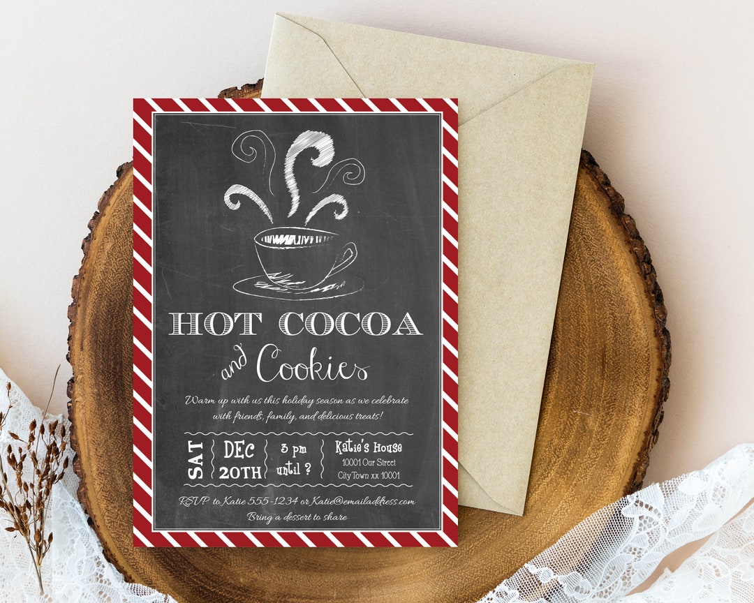 Hot Cocoa Invitation, Cookie Exchange, Holiday Party, Christmas Party ...