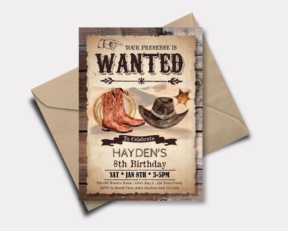 Cowboy Invitation Rodeo Wanted Poster Country Western | Etsy