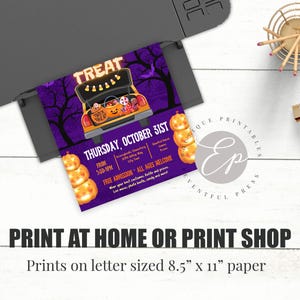 Editable Trunk or Treat Flyer Halloween Trick or Treat Event Poster 8.5 ...