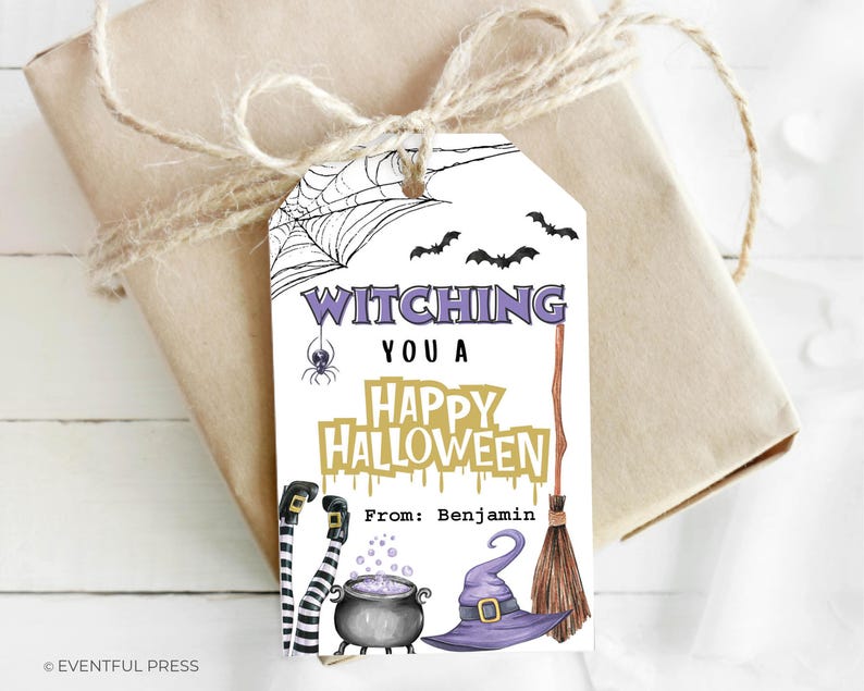 Halloween Witch Printable Gift Tag Witching You a Happy Halloween ...