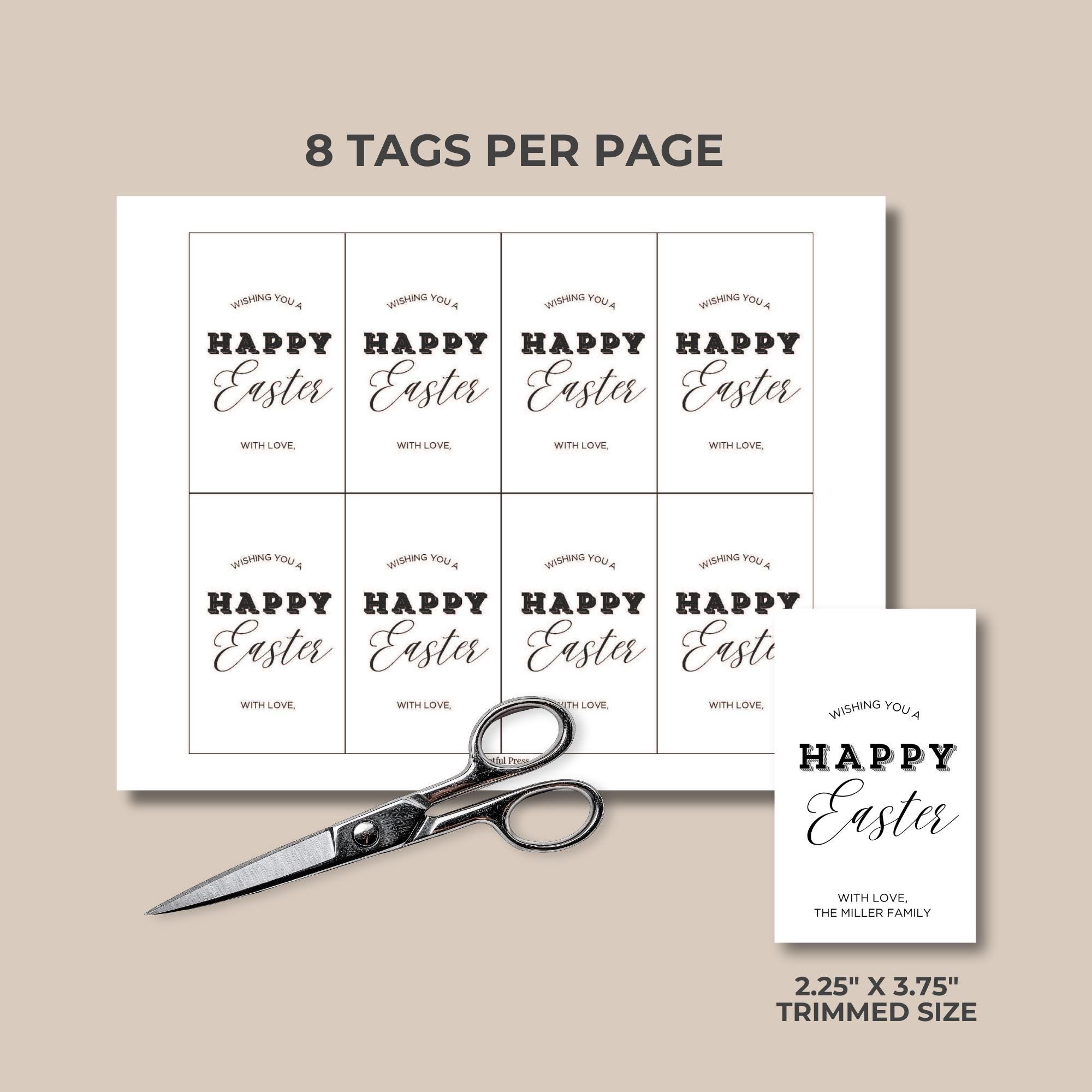 Modern Happy Easter Gift Tags, Editable Easter Favor Tag, Teacher ...