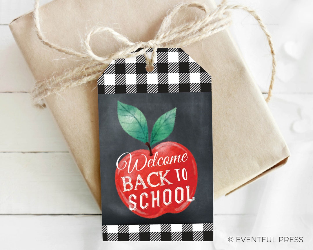 Welcome Back to School Printable Gift Tags | Apple, Buffalo Plaid ...