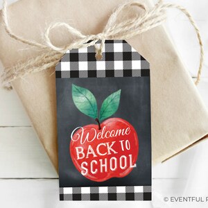 Welcome Back to School Printable Gift Tags | Apple, Buffalo Plaid ...