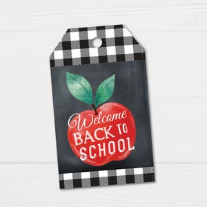 Welcome Back to School Printable Gift Tags | Apple, Buffalo Plaid ...